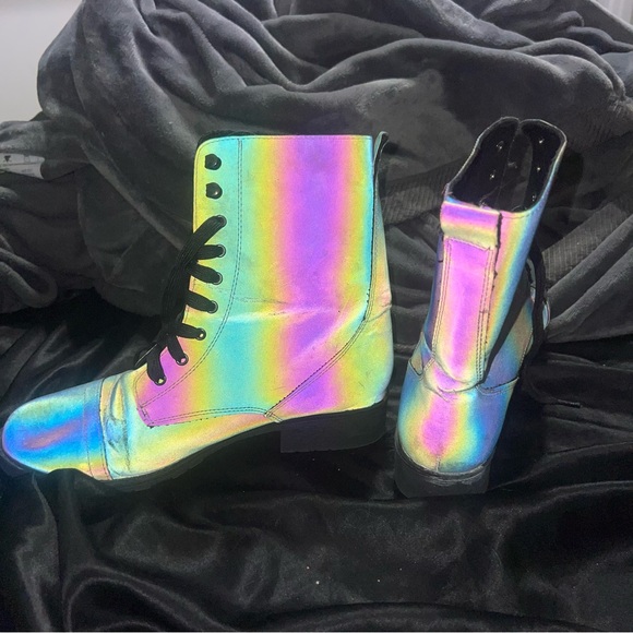 Dolls Kill | Shoes | Rainbow Warrior Reflective Boots | Poshmark